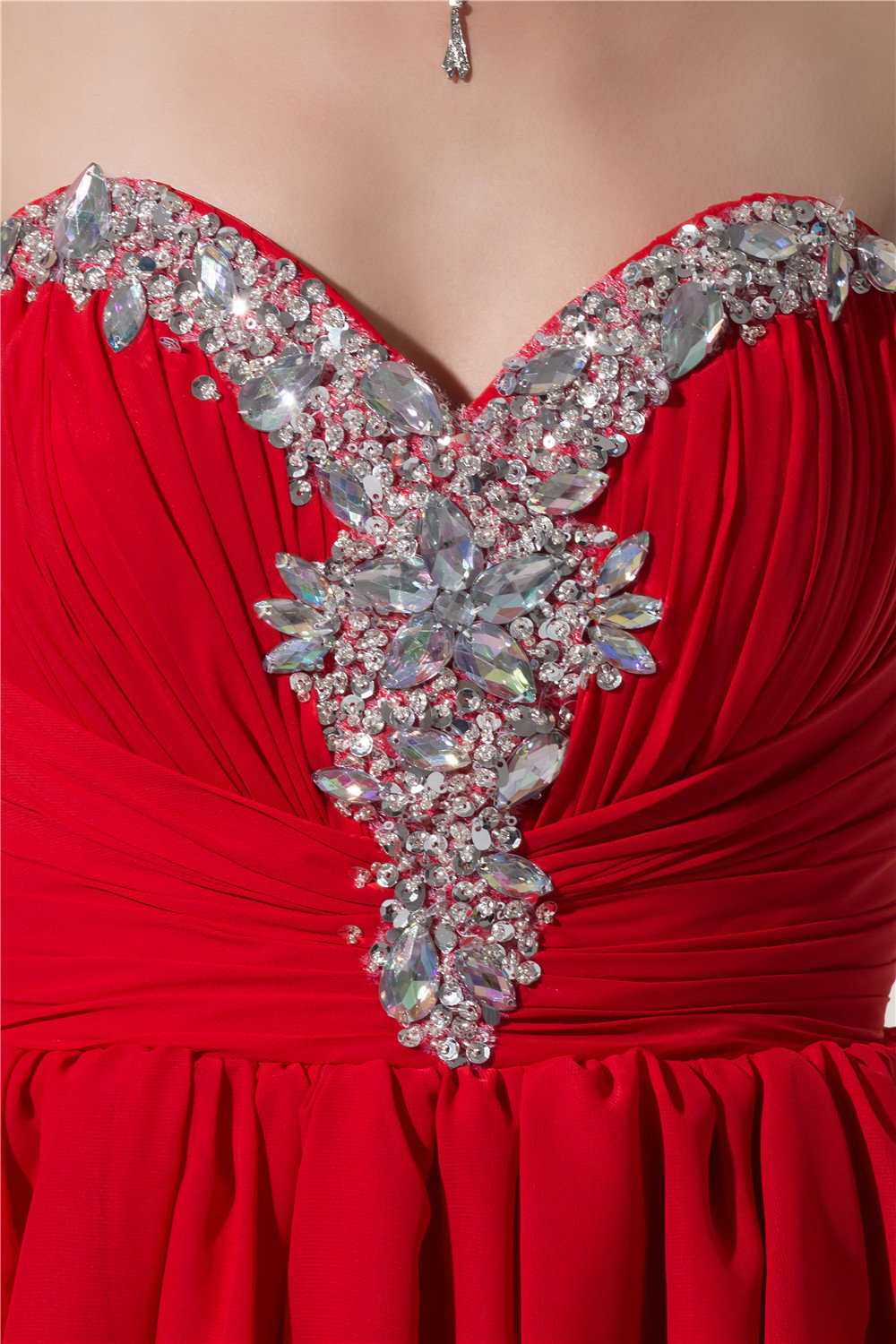 Red High Low Prom Dress Cascading Ruffles Hi-lo Prom Dress Beading ...