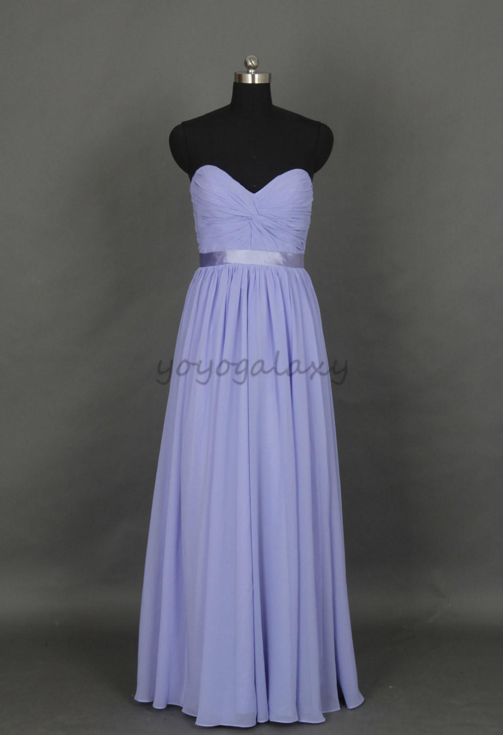 Lavender Twist Ruched Long Chiffon Bridesmaid Dress on Luulla